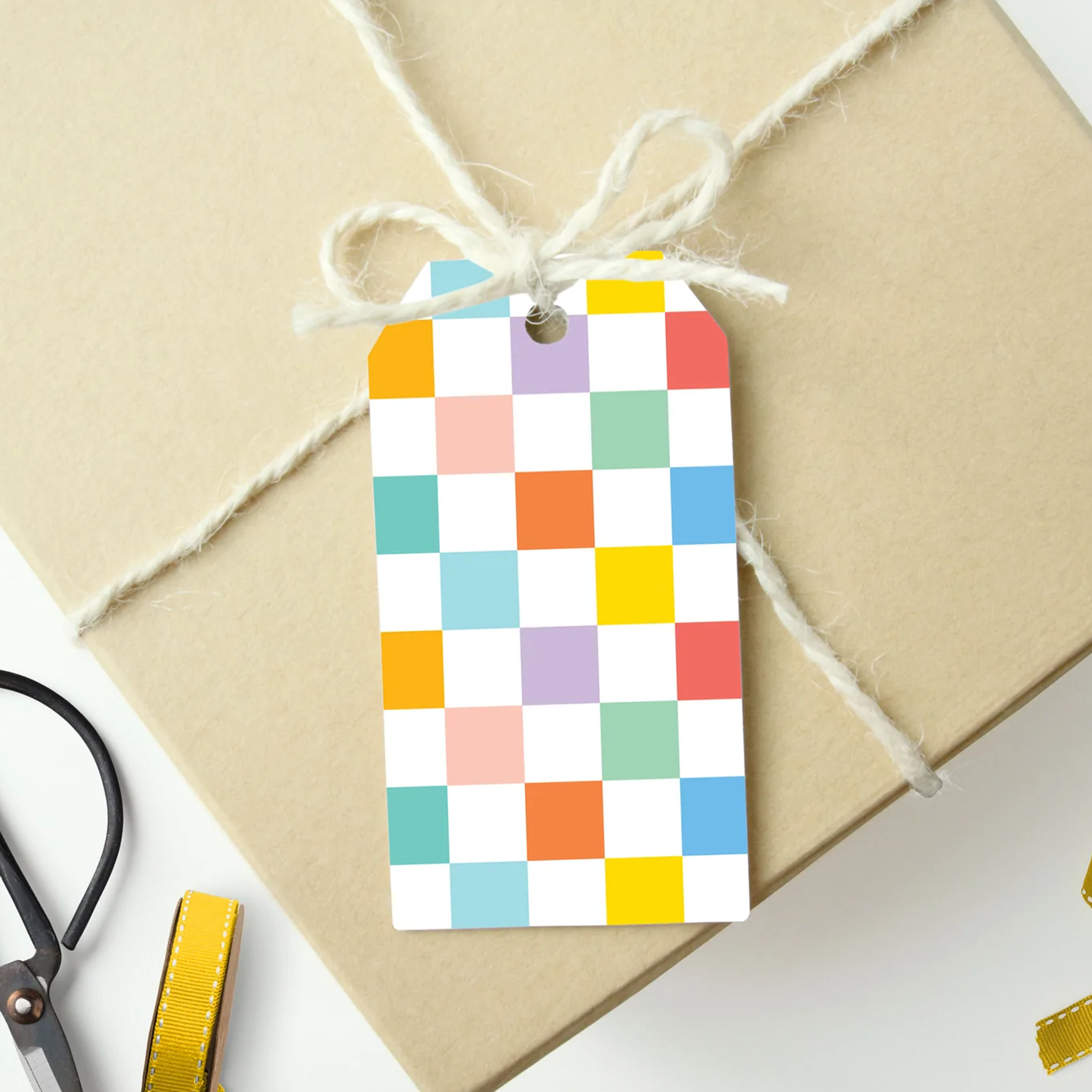 Rainbow Checkerboard Gift Tags, Set Of 10 – New Origin Shop LLC